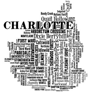 Charlotte Map Art, Charlotte Art Print, Charlotte Neighborhood Art ...