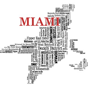 Miami Map Art, Miami Art Print, Miami Neighborhood Art Print, Miami ...