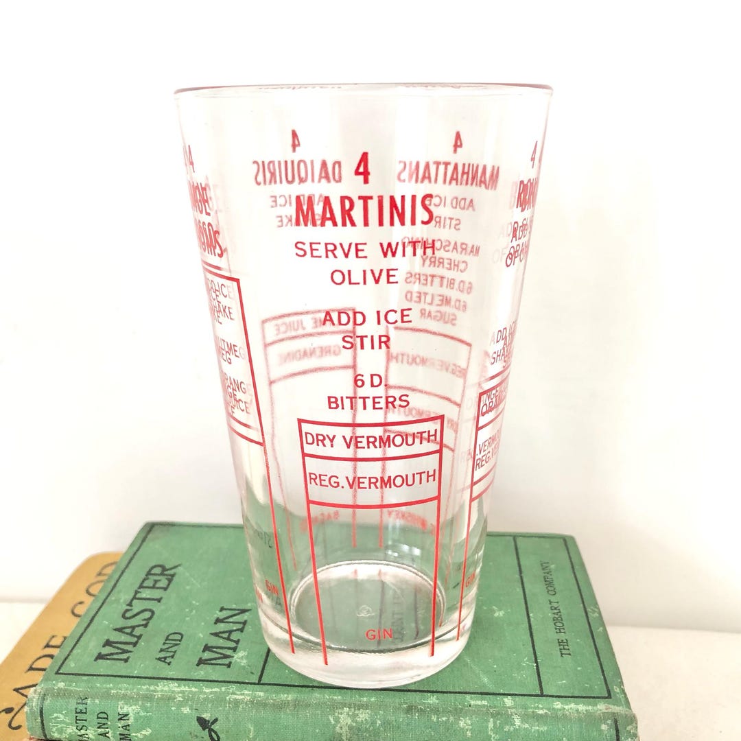 Vintage Cocktail Shaker - Glass Bar Shaker Glass With 5 Drink Recipes ...