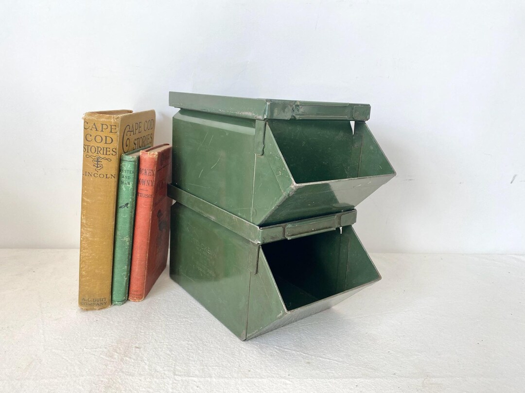 Vintage Stackbin Metal Stacking Table Top Bins Lot of 2 - Small Size ...