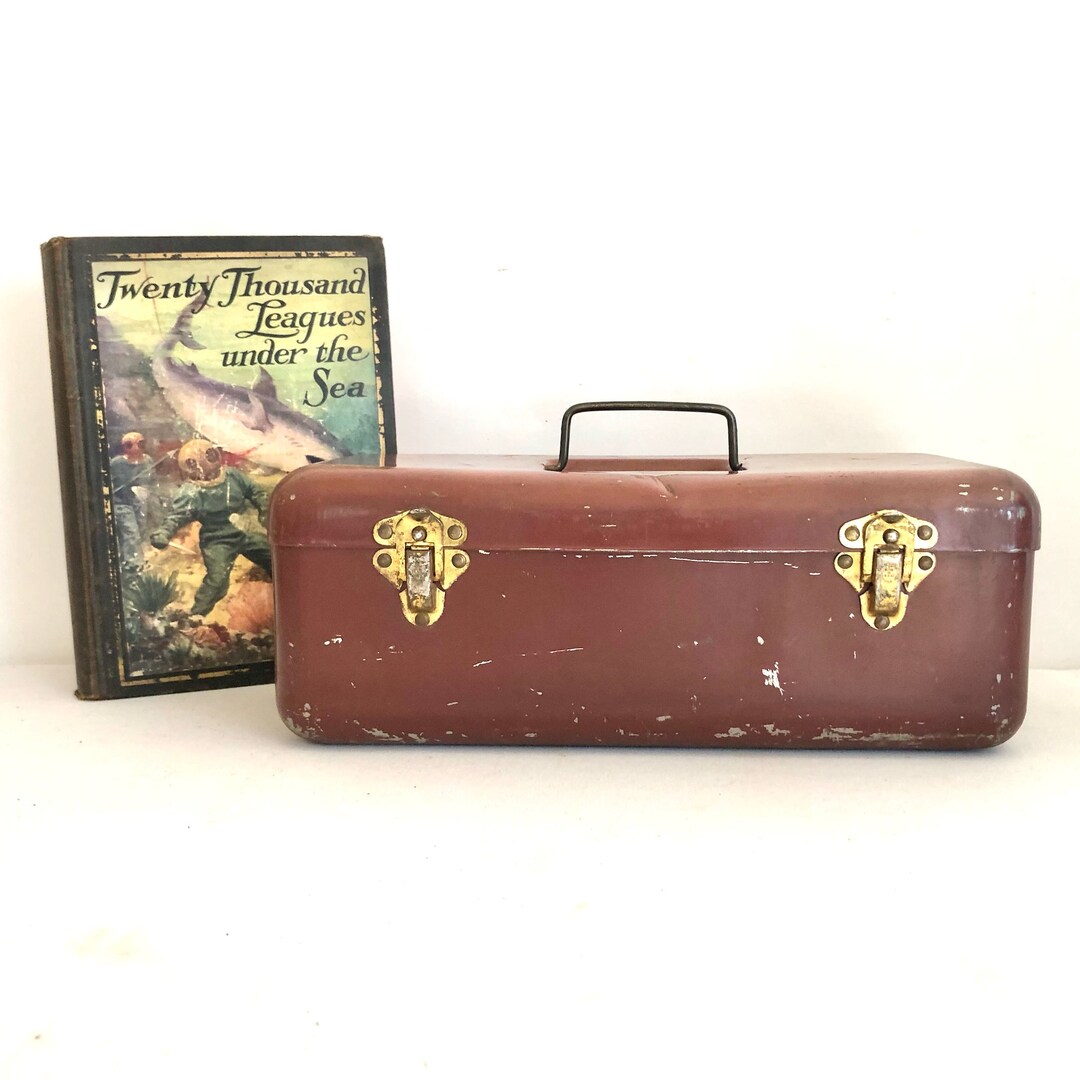 Vintage Foster Line Tackle Box - Pressed Steel Tackle Box - Storage Bin ...
