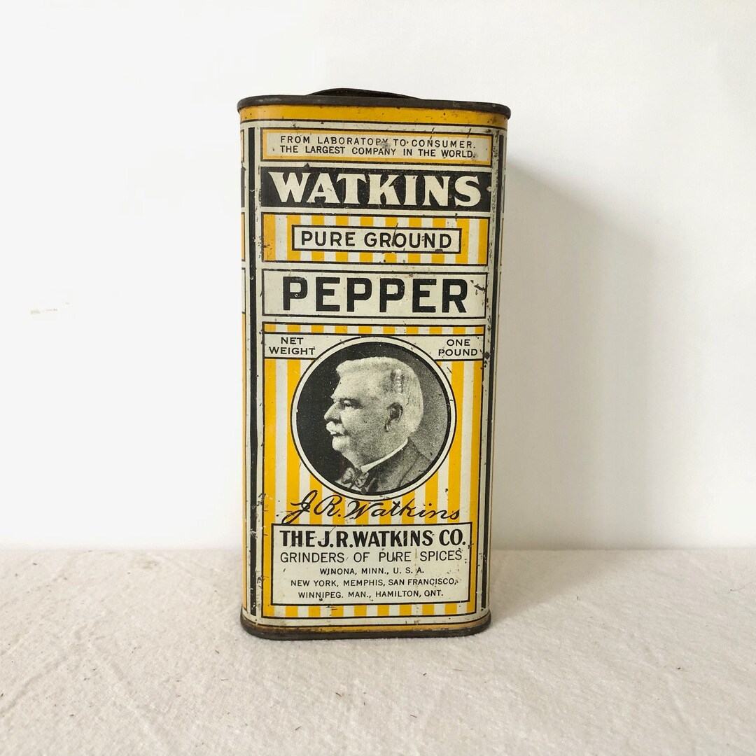 Vintage Watkins Pepper Tin Kitchen Decor Collectible Spice Tin Large 1 ...