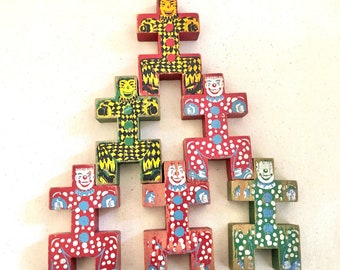 Bill Ding Blocks Balancing Building 14 Vintage Wood Stacking Men 4.5 ...