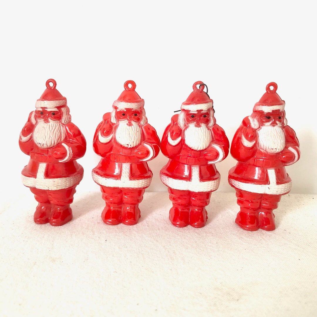 Vintage 1950s Irwin Plastic Santa Claus Christmas Ornament Lot of 4 - Etsy
