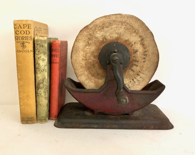 Antique Grinding Wheel Sharpening Stone Vintage Table Top Hand Crank ...