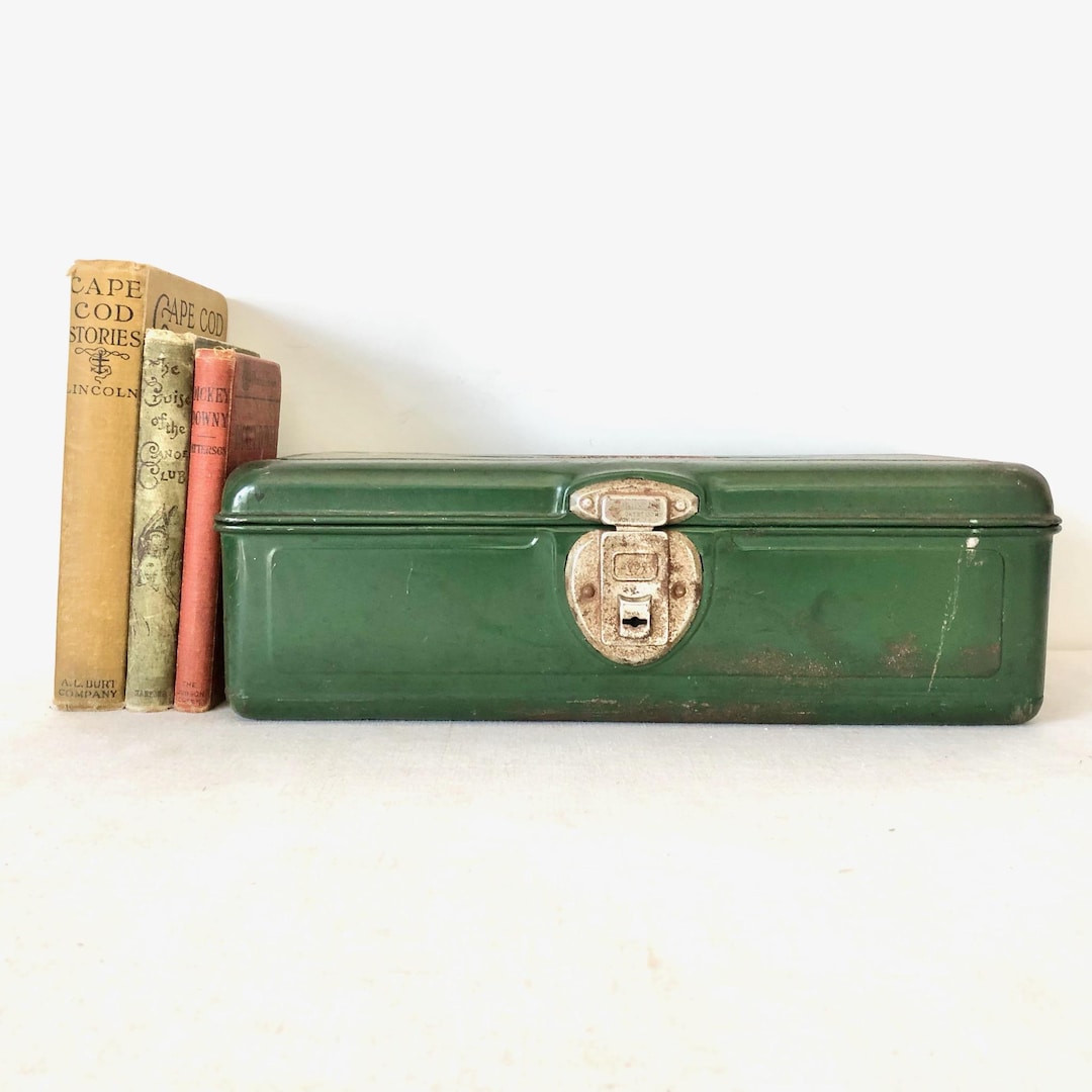 Vintage Metal Tackle Box - Union Utility Green Pressed Steel Tackle ...