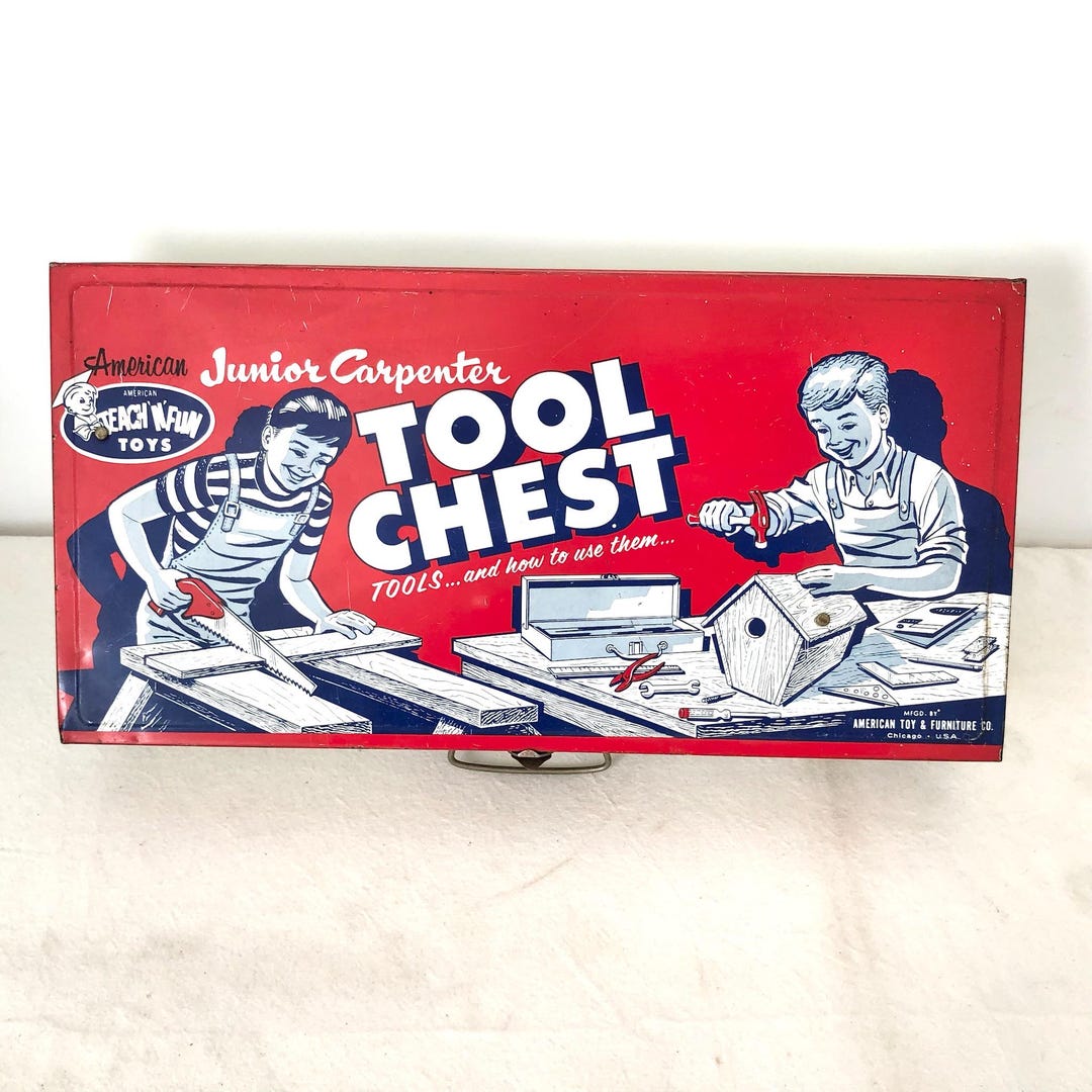 Vintage Junior Carpenter Toy Tool Chest - American Toy & Furniture Co ...