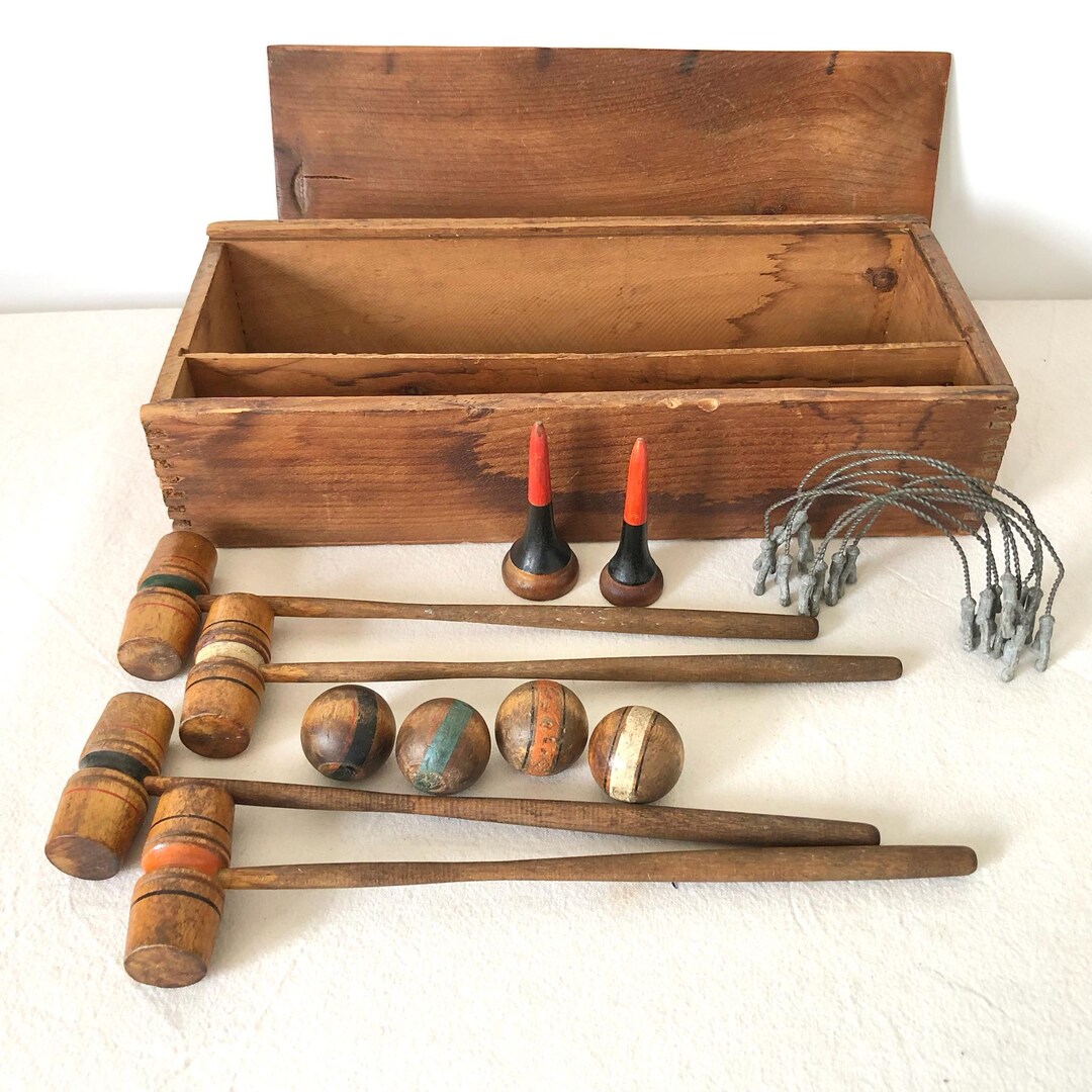 Antique Parlor Table Top Croquet Set - Toy Small Size Parlor Croquet ...