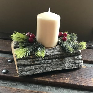 Yule Log Candle Riserrustic Table Centerpiecechristmas Decoration - Etsy