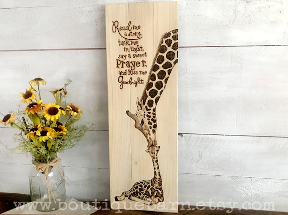 Handmade Giraffe Wall Art With Nighttime Prayer Giraffe - Etsy