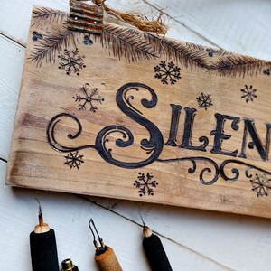 Silent Night Christmas Sign, Old Time Rustic Christmas Decor, Winter ...