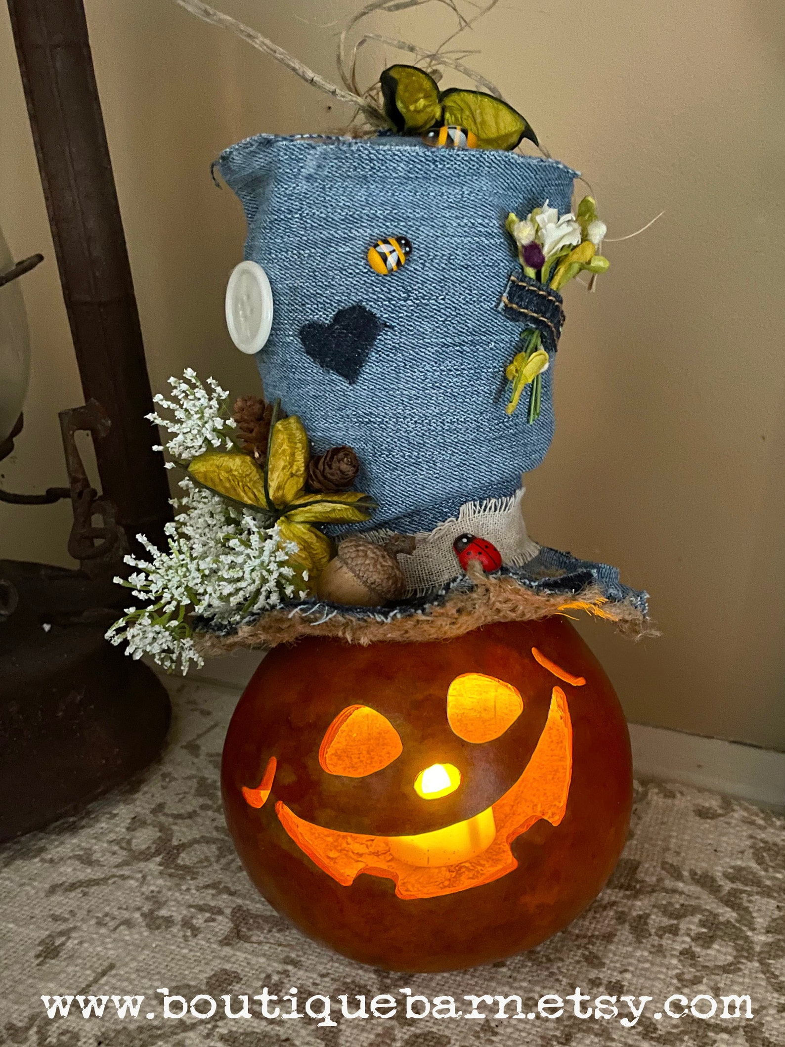 Carved Gourd Fall Gourd Gourd With Light Woodland Decor - Etsy