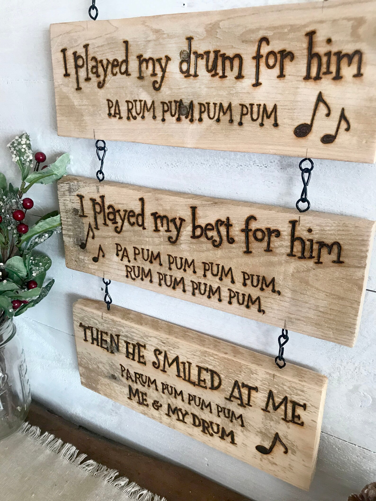 Handmade Little Drummer Boy Decor Rustic Christmas Song Wall - Etsy