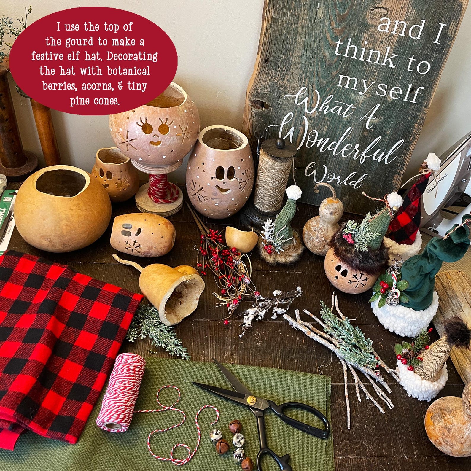 Christmas Elf Decoration With Candle, Unique Christmas Elf Gourd, Table ...