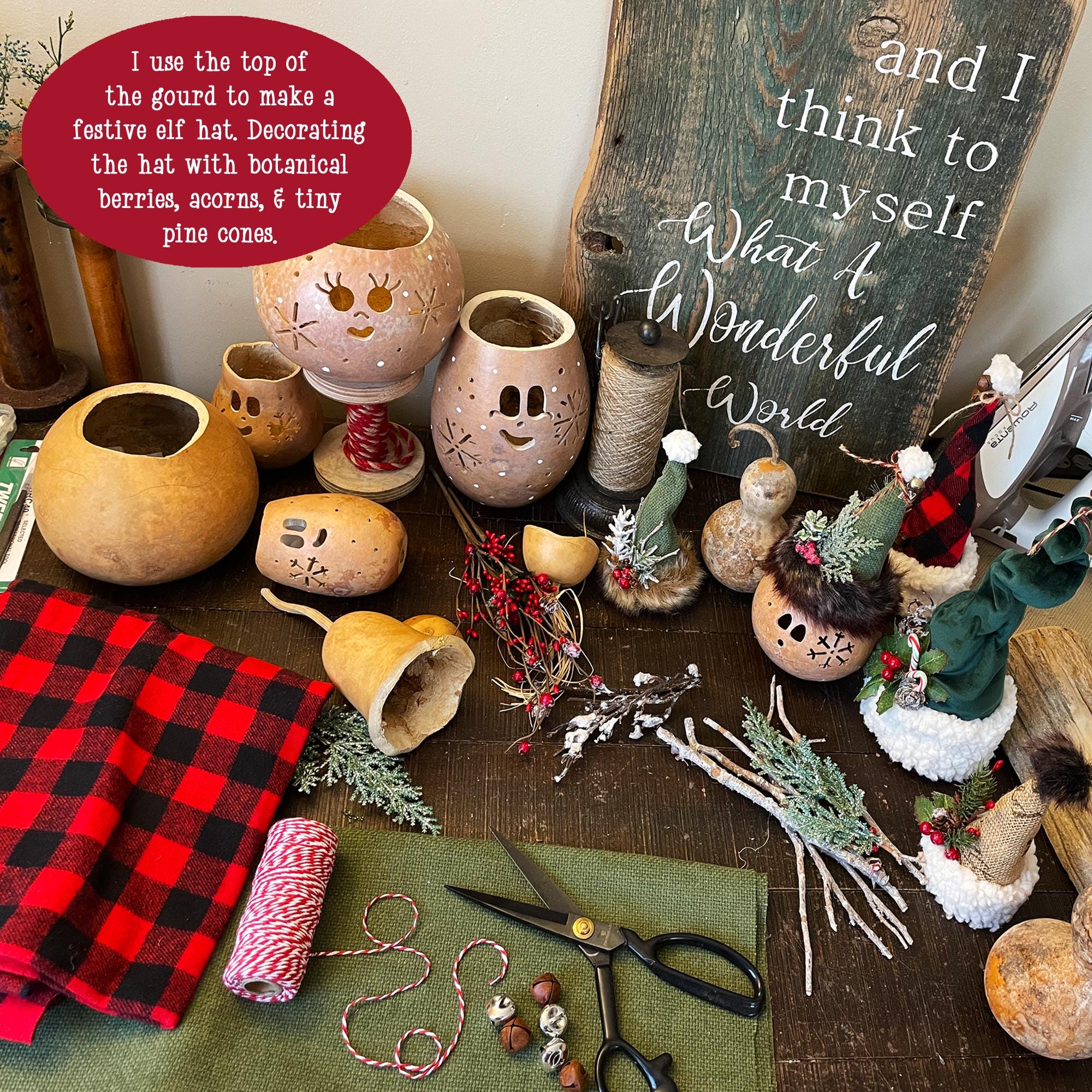 Christmas Elf Decoration With Candle, Unique Christmas Elf Gourd, Table ...