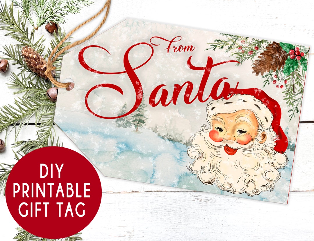 Christmas Gift Tags, Santa Claus Gift Tag, Big Gift Tag, Hang Tag ...