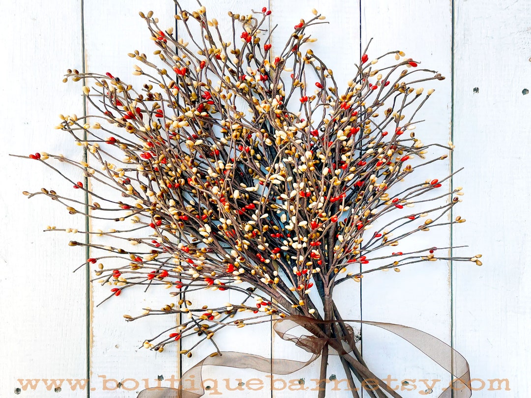 Fall Berry Stems for Vase, Pip Berry Branch Decor, Rustic Buffet ...