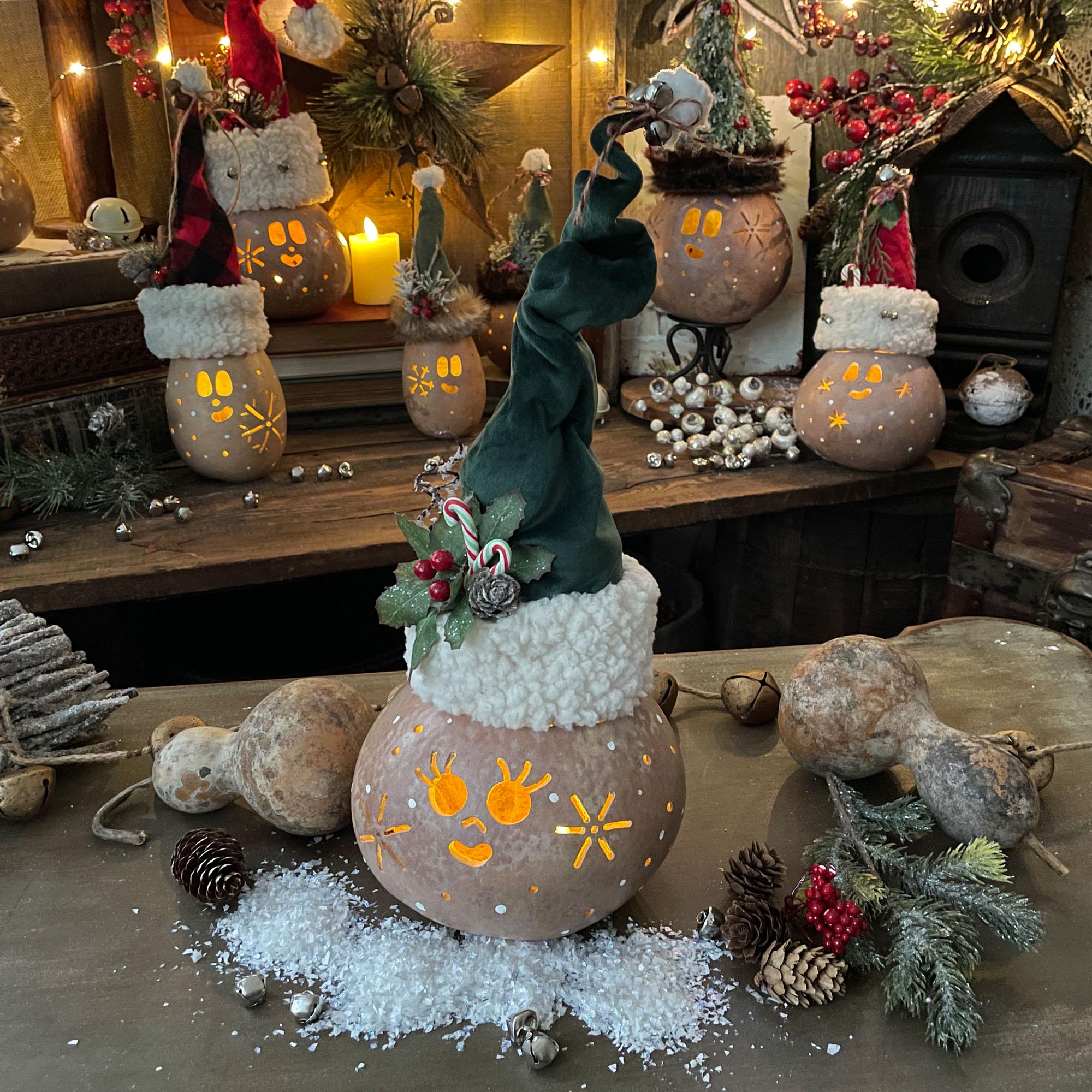 Christmas Elf Decoration With Candle, Unique Christmas Elf Gourd, Table ...