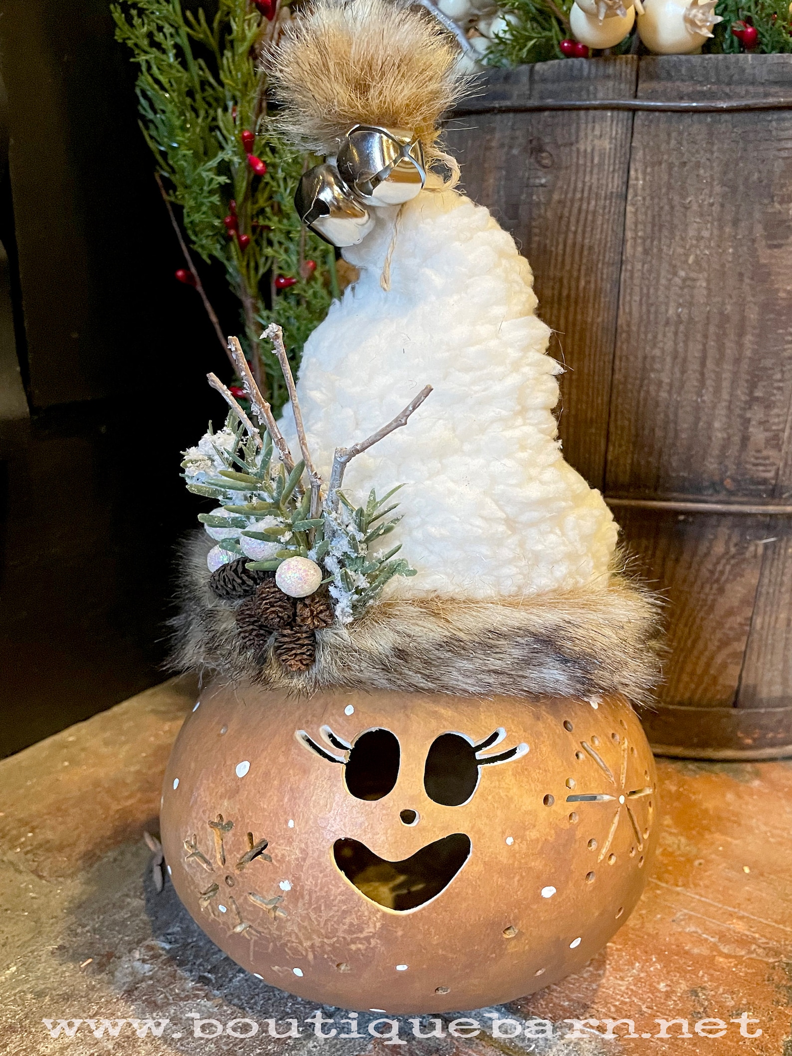 Handmade Christmas Elf Decoration With Light, Unique Christmas Gourd ...