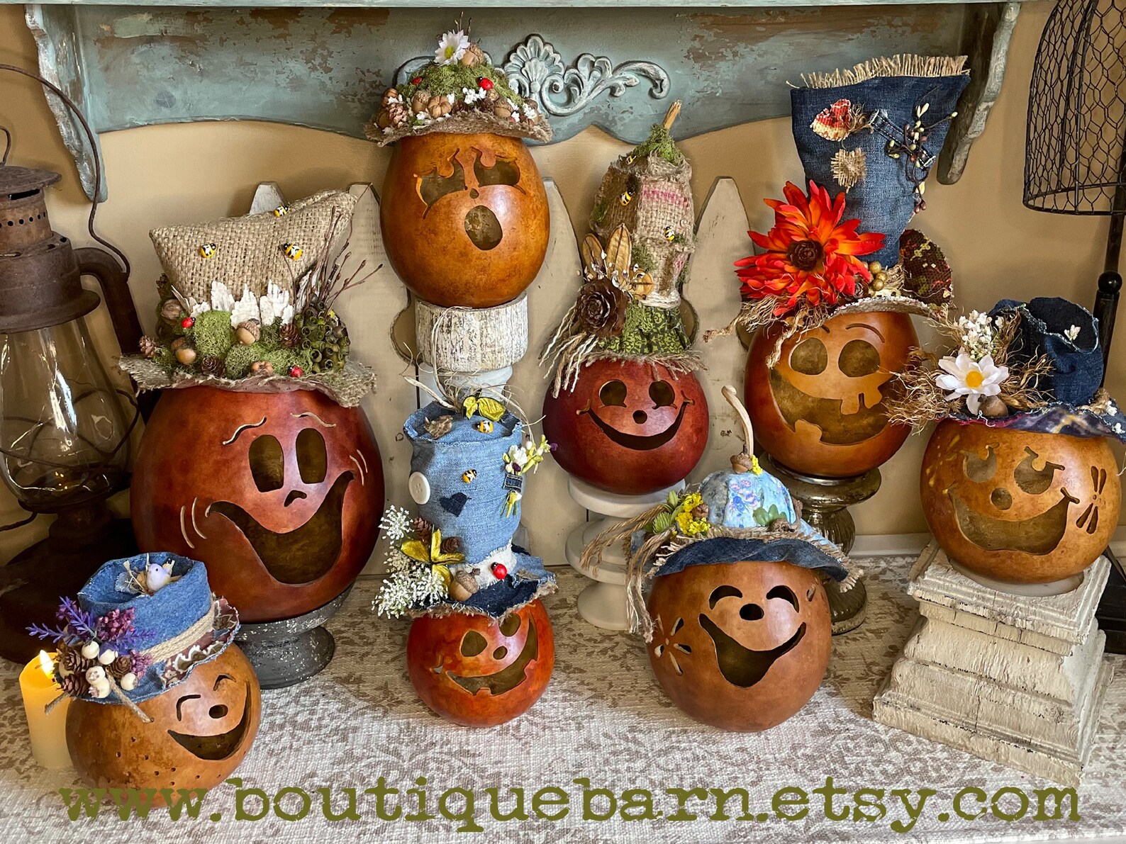 Carved Gourd Fall Gourd Gourd With Light Woodland Decor | Etsy