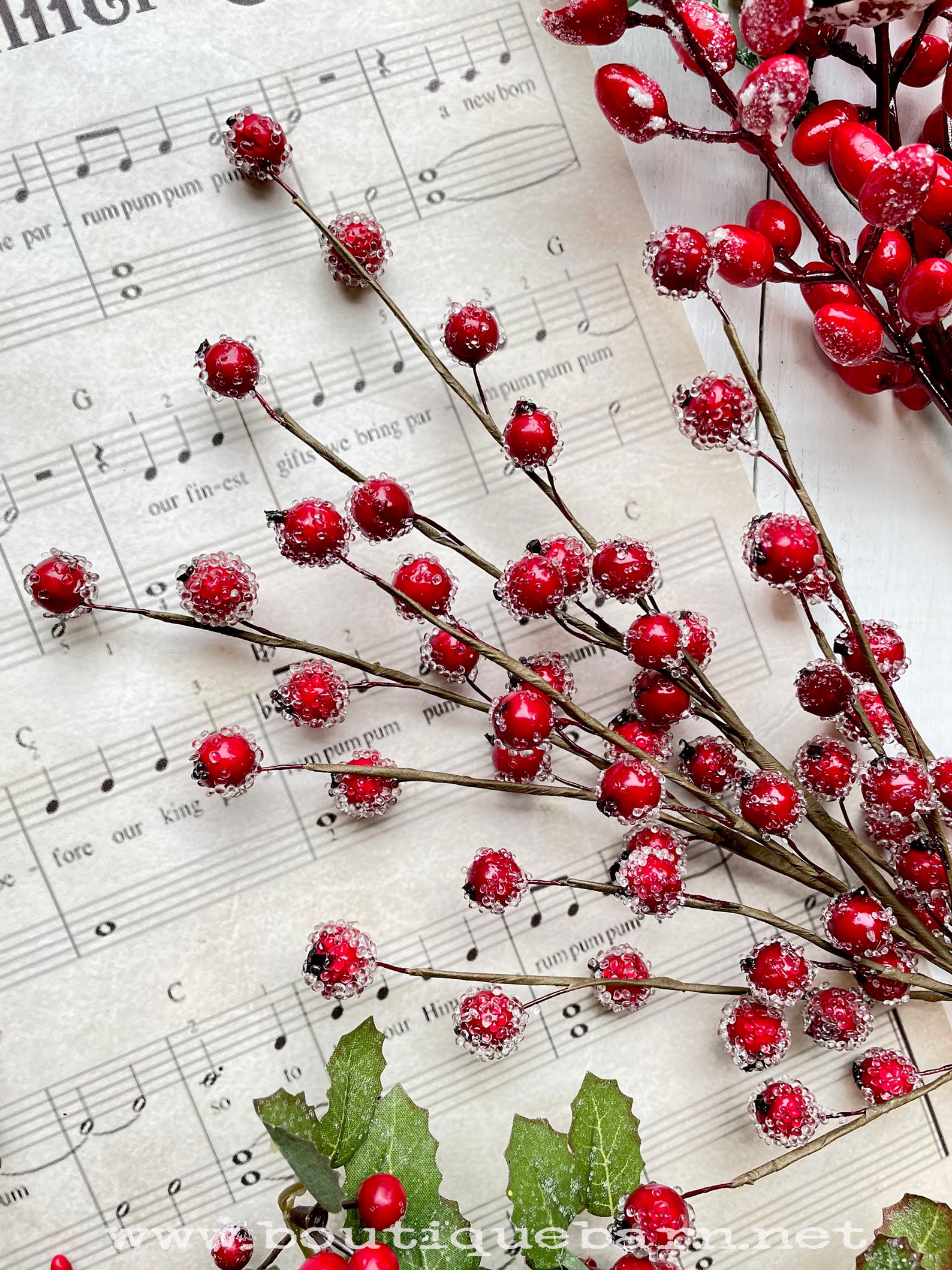 Red Berry Sprays for Christmas Decorating Iced Berries for - Etsy