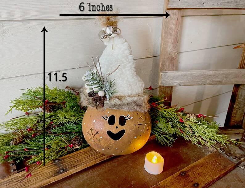 Handmade Christmas Elf Decoration With Light, Unique Christmas Gourd ...