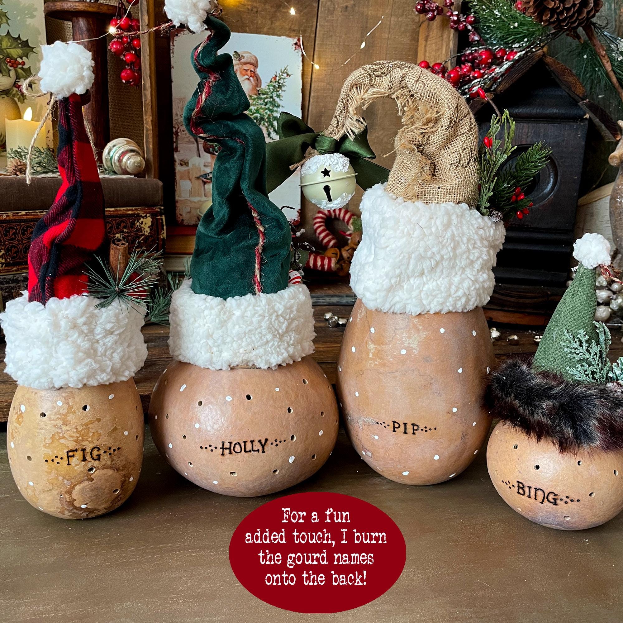 Christmas Elf Decoration With Candle, Unique Christmas Elf Gourd, Table ...