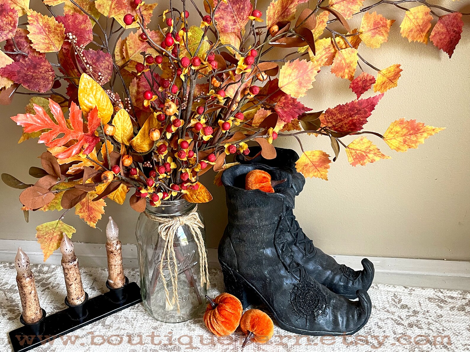 Fake Flowers Fall Foliage Stems Faux Flowers Rustic Table - Etsy