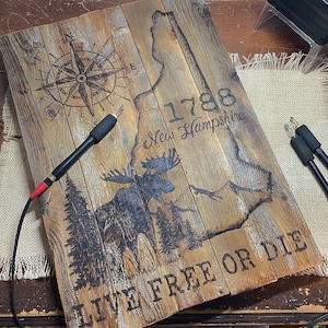 New Hampshire Wall Art, Rustic Wood Map NH, Decorative Wall Art, Wooden ...