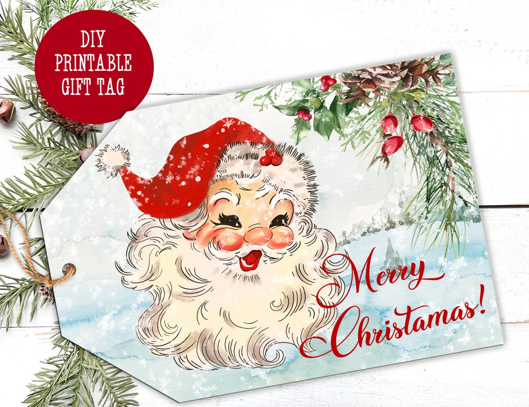 Christmas Gift Tags, Santa Claus Hang Tag , Big Gift Tag, Hang Tag ...