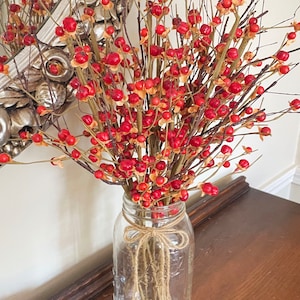 Fall Flowers, Bittersweet Branch Bouquet, Orange Berry and Twig Flower ...