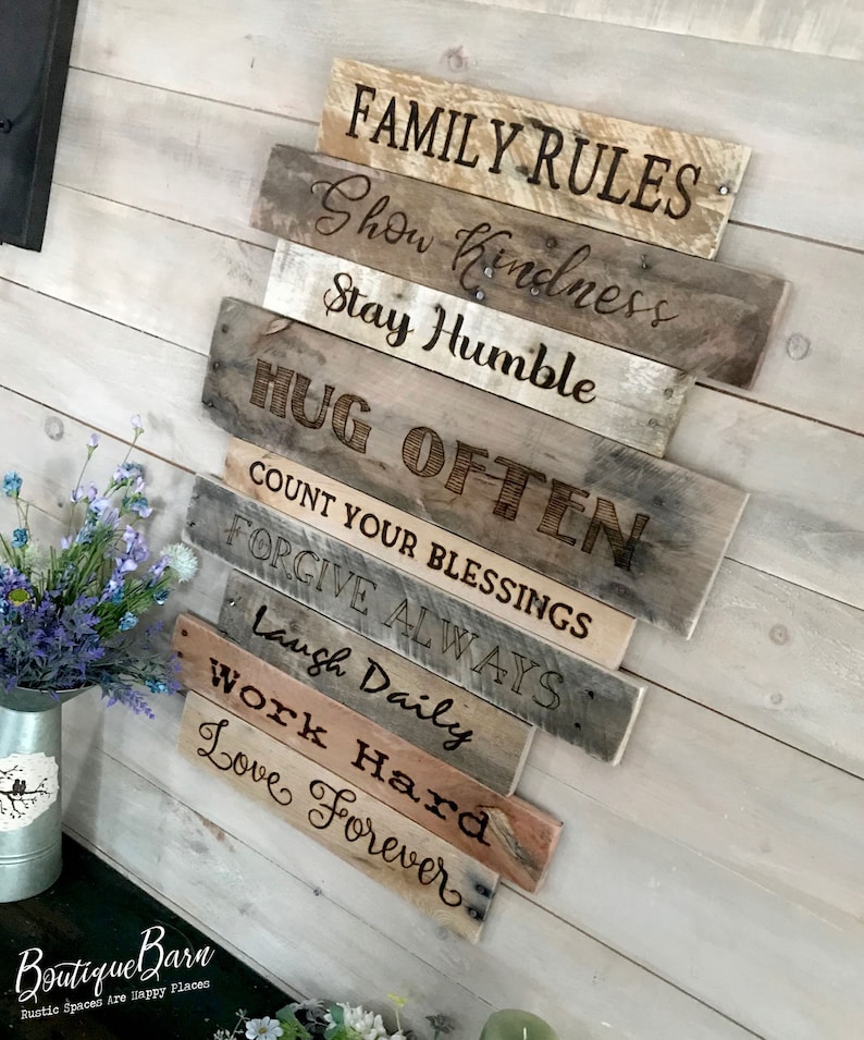 Handmade Family Rules Wood Wall Décor Large Statement Piece - Etsy