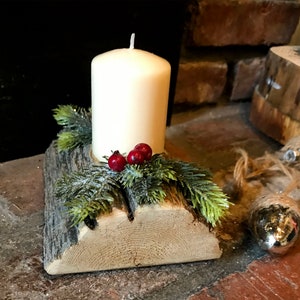 Yule Log Candle Riserrustic Table Centerpiecechristmas Decoration - Etsy
