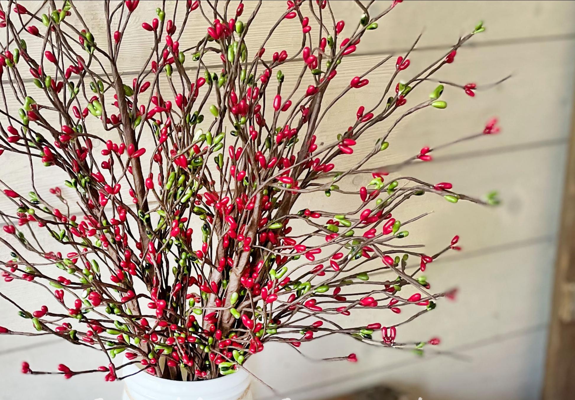 Berries for Vase, Christmas Berry Stem, Artificial Berry Spray, Pip ...