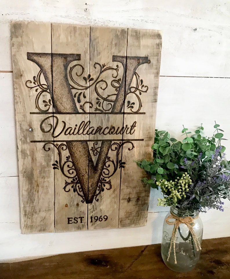 Last Name Sign for Wall Farmhouse Monogram Family Name Sign - Etsy