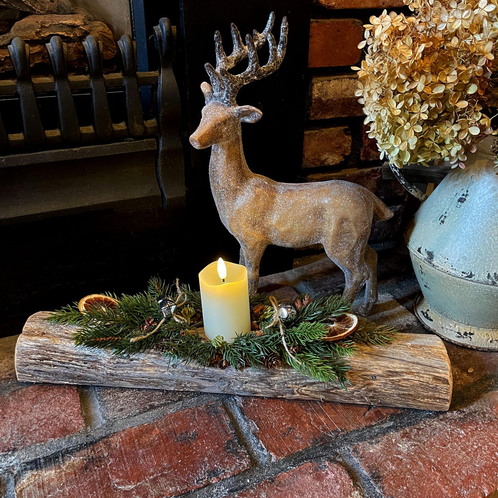 Yule Log Christmas Candle Centerpiece, Candle Riser, Orange Slice ...