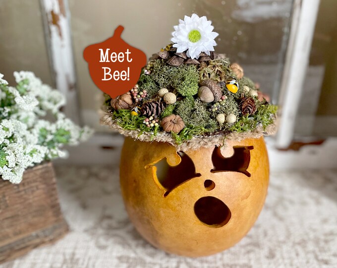 Carved Gourd, Fall Gourd, Woodland Fairy Decor, Fairy Light, Whimsical ...