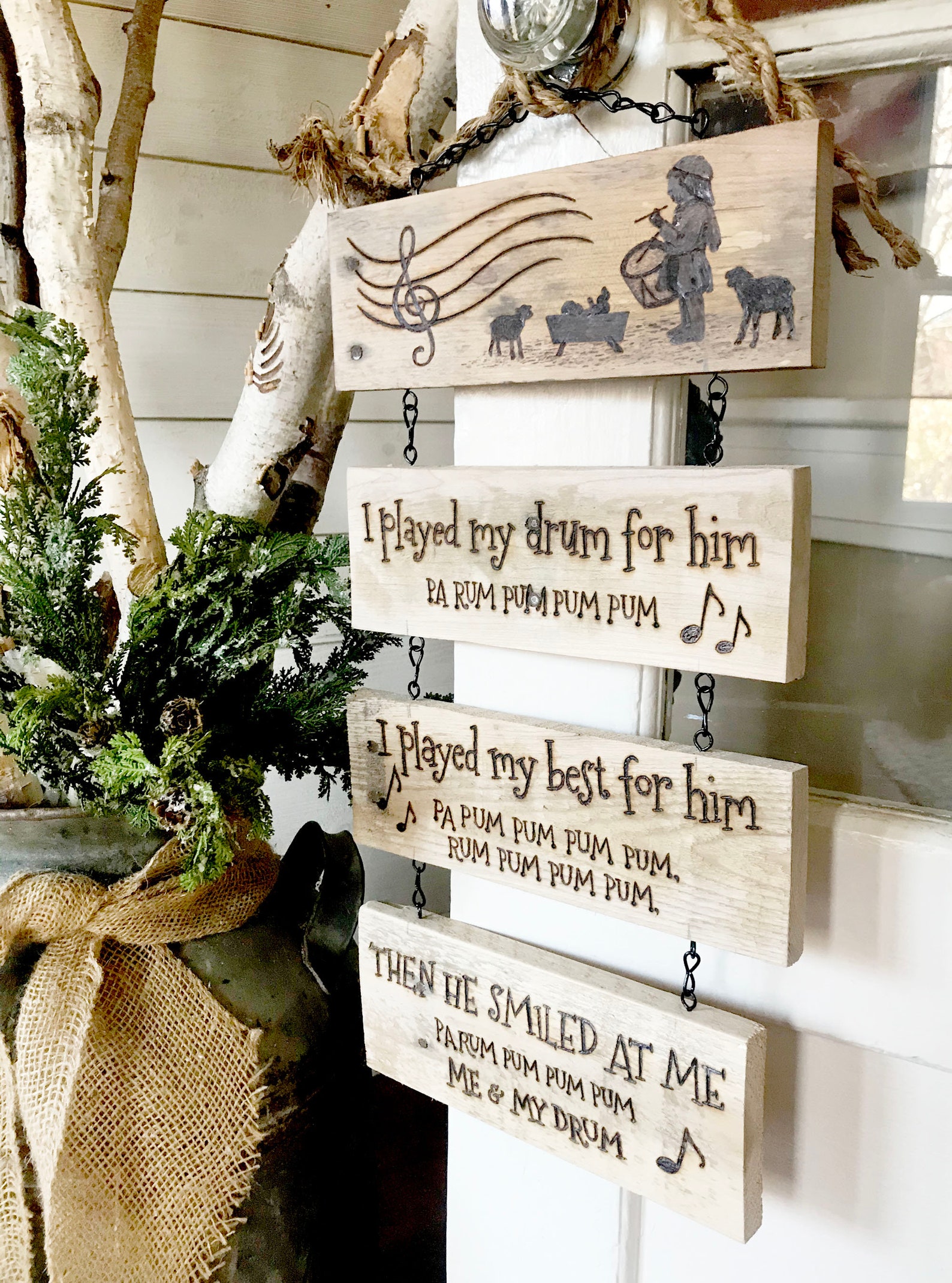 Handmade Little Drummer Boy Decor, Rustic Christmas Song Wall Hanging ...