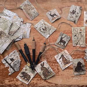 Accent Tags, Birds on Branches, Birch Bark Decor, Natural Bowl Filler ...