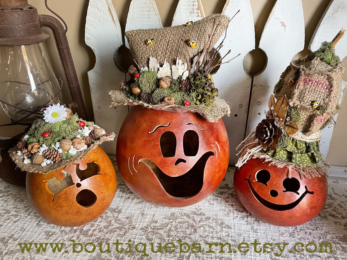 Carved Gourd Fall Gourd Woodland Fairy Decor Fairy Light - Etsy