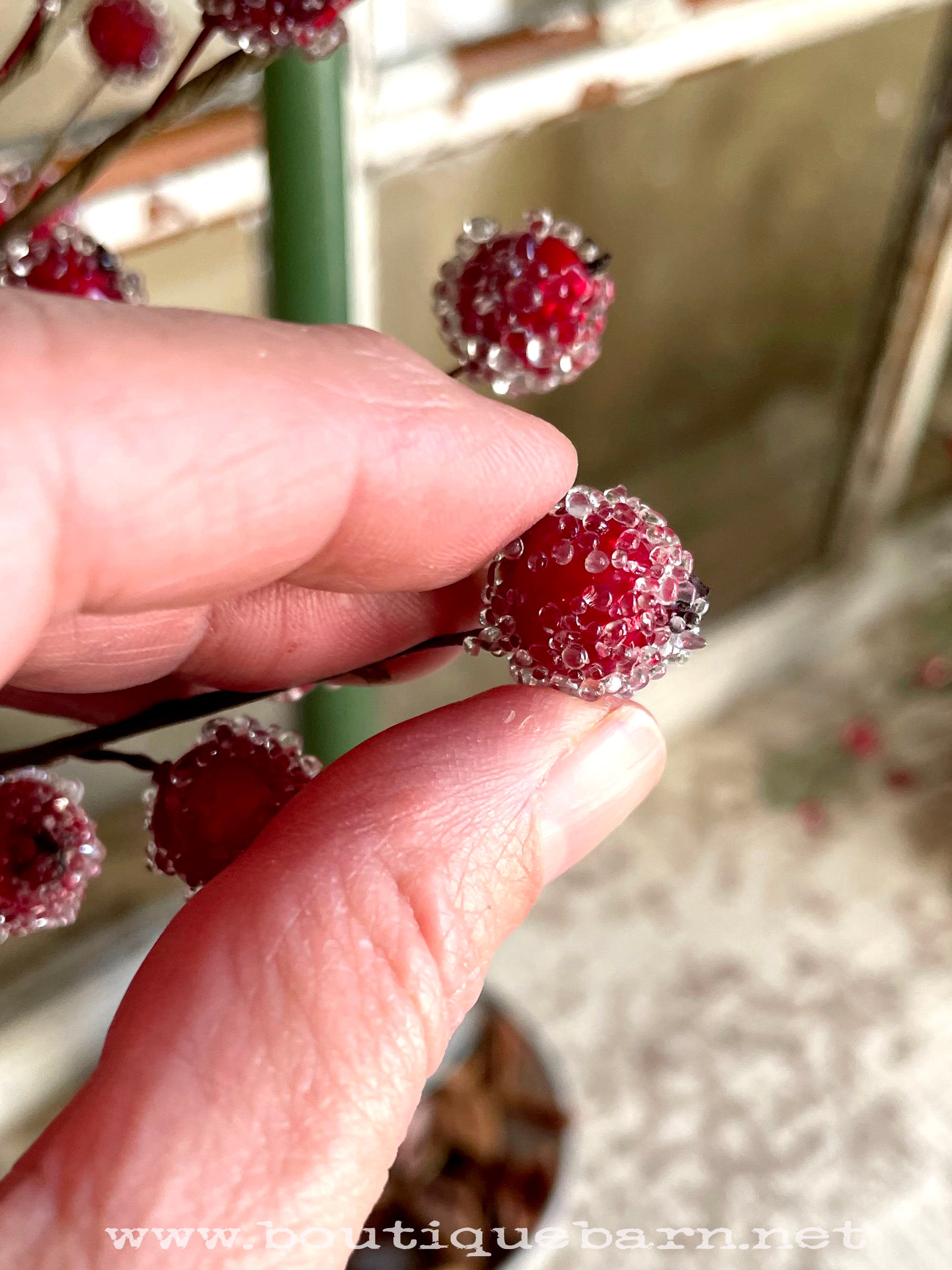 Red Berry Sprays for Christmas Decorating, Iced Berries for Rustic ...