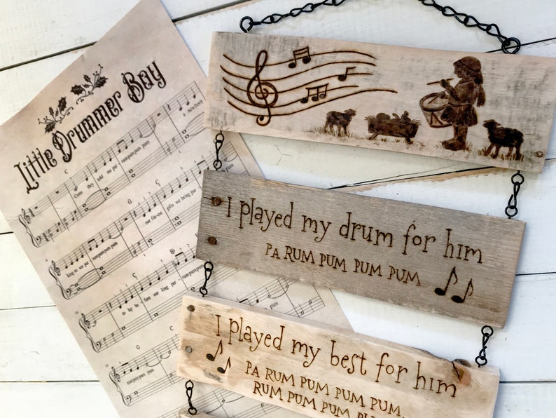 Handmade Little Drummer Boy Decor, Rustic Christmas Song Wall Hanging ...