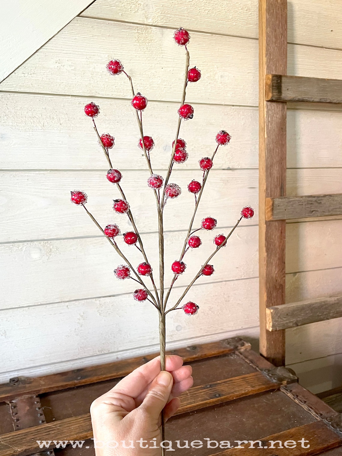 Red Berry Sprays for Christmas Decorating Iced Berries for - Etsy