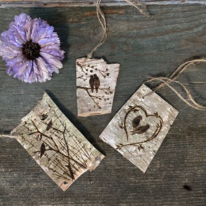 Accent Tags, Birds on Branches, Birch Bark Decor, Natural Bowl Filler ...