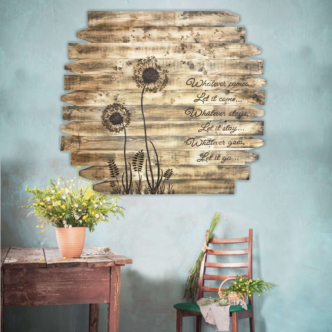 Dandelion Wall Art, Let Go and Acceptance Art, Inspirational Wood Wall ...