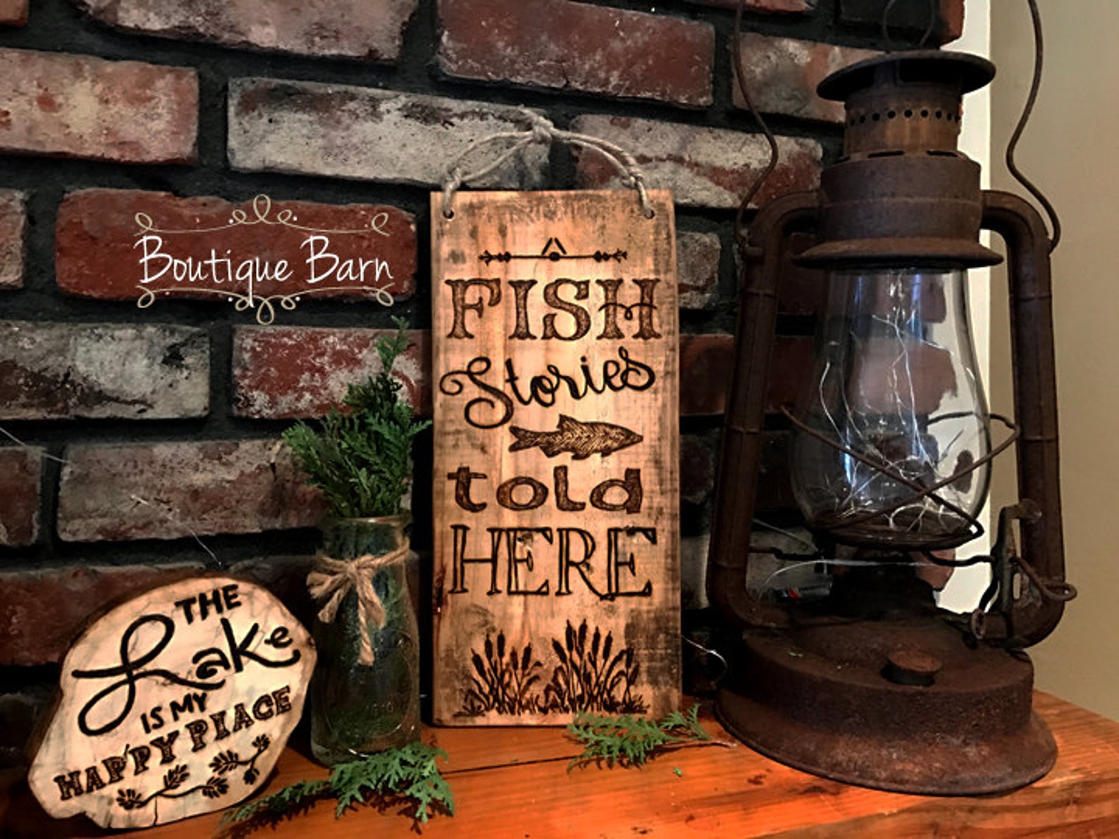 Handmade Wood Fishing Sign With the Words Fish Stories Told - Etsy