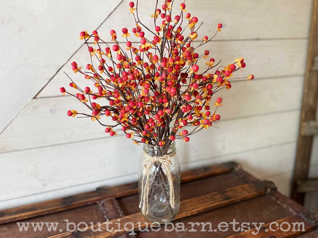 Fall Flowers, Bittersweet Branch, Fall Berry Flower Arrangement, Faux ...