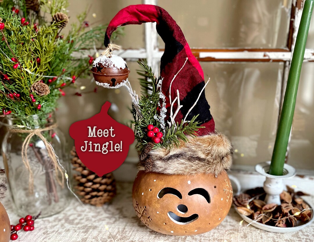 Handmade Christmas Elf Decoration With Light, Unique Christmas Gourd ...