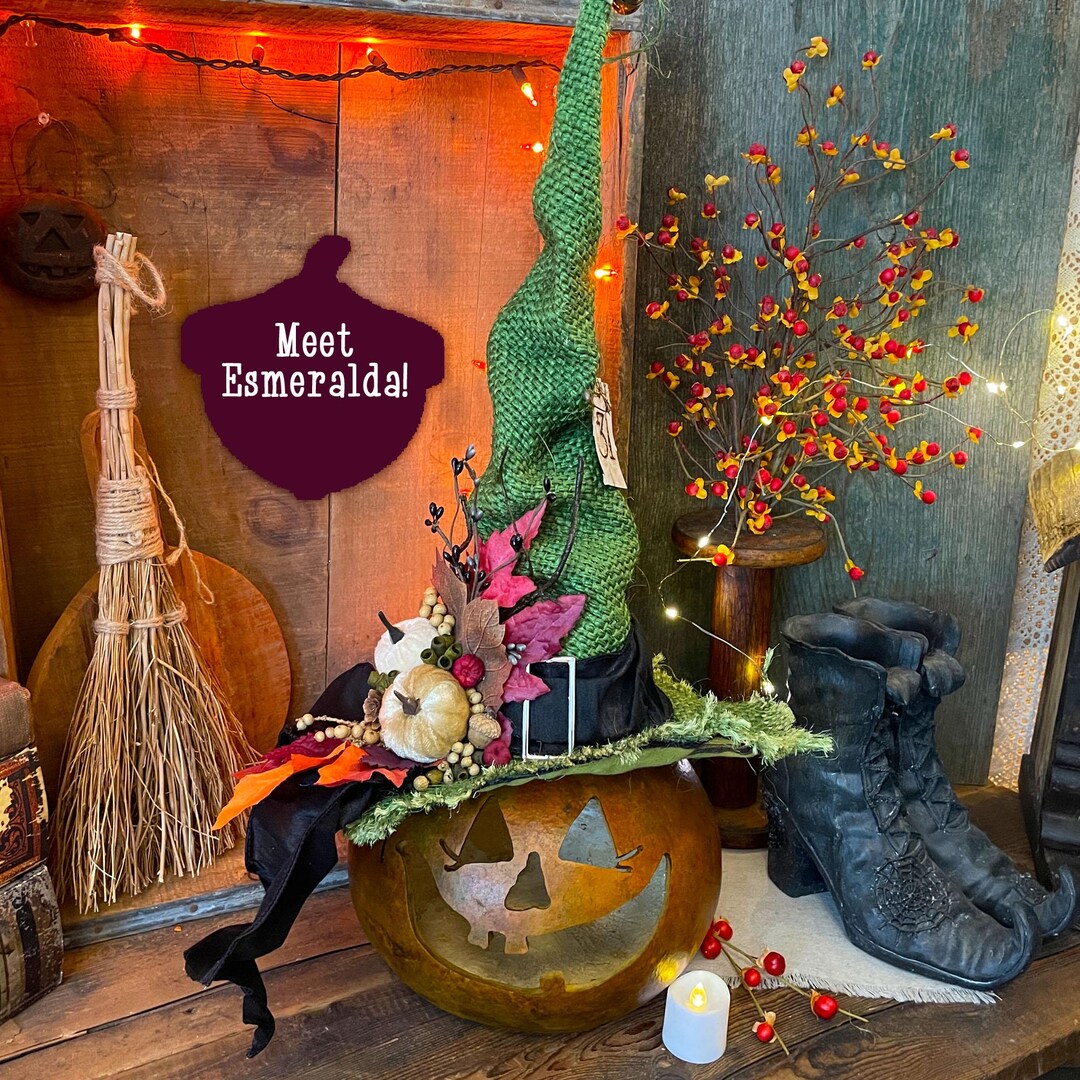 Fall Gourd, Witch Decoration, Halloween Pumpkin Decoration, Primitive ...