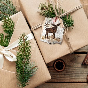 Moose Gift Tag, Natural Christmas Gift Tag, Foraged Decor, Present ...